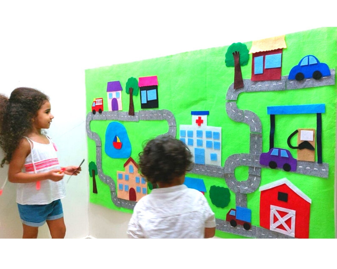 Car Track Kids Felt Activity Board Set for Kids // Build a City ...