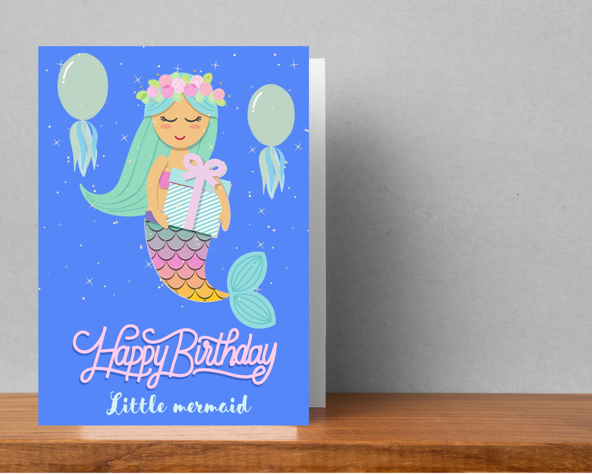 Mermaid Happy Birthday Printable Card // Gift for Kids // Instant ...