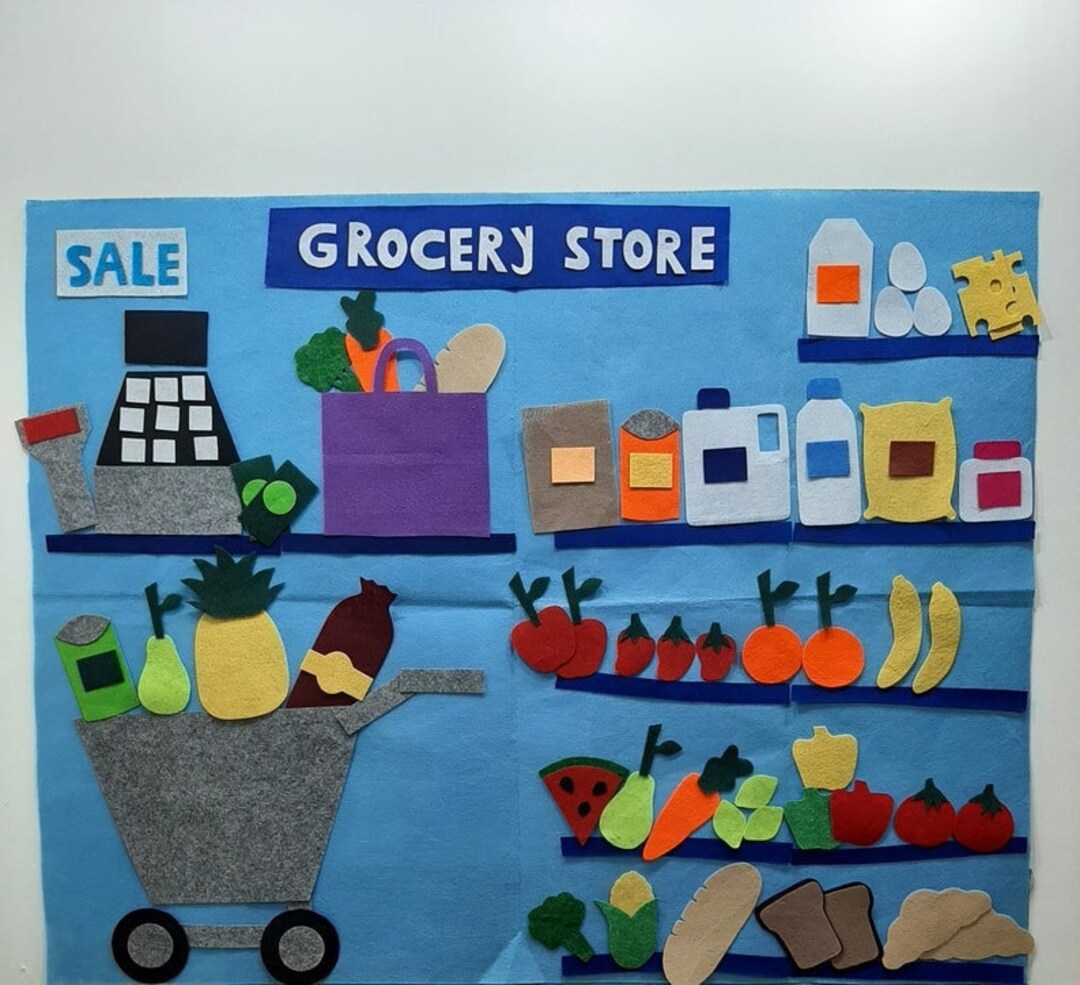 Supermarket Felt Activity for Kids, Montessori Grocery Store , Felt ...