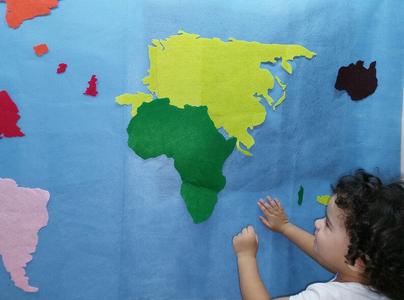 Montessori Felt World Map for Kids / Continents of the World / Felt ...