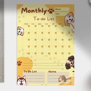 Dog Themed Printable to Do List / Daily Weekly Monthly Tasks Organizer ...