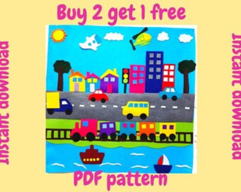City Felt Montessori Activity Pdf Printable Pattern / DIY Transport ...