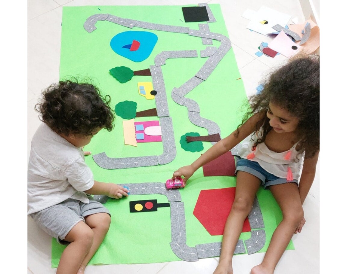 Car Track Kids Felt Activity Board Set for Kids // Build a City ...