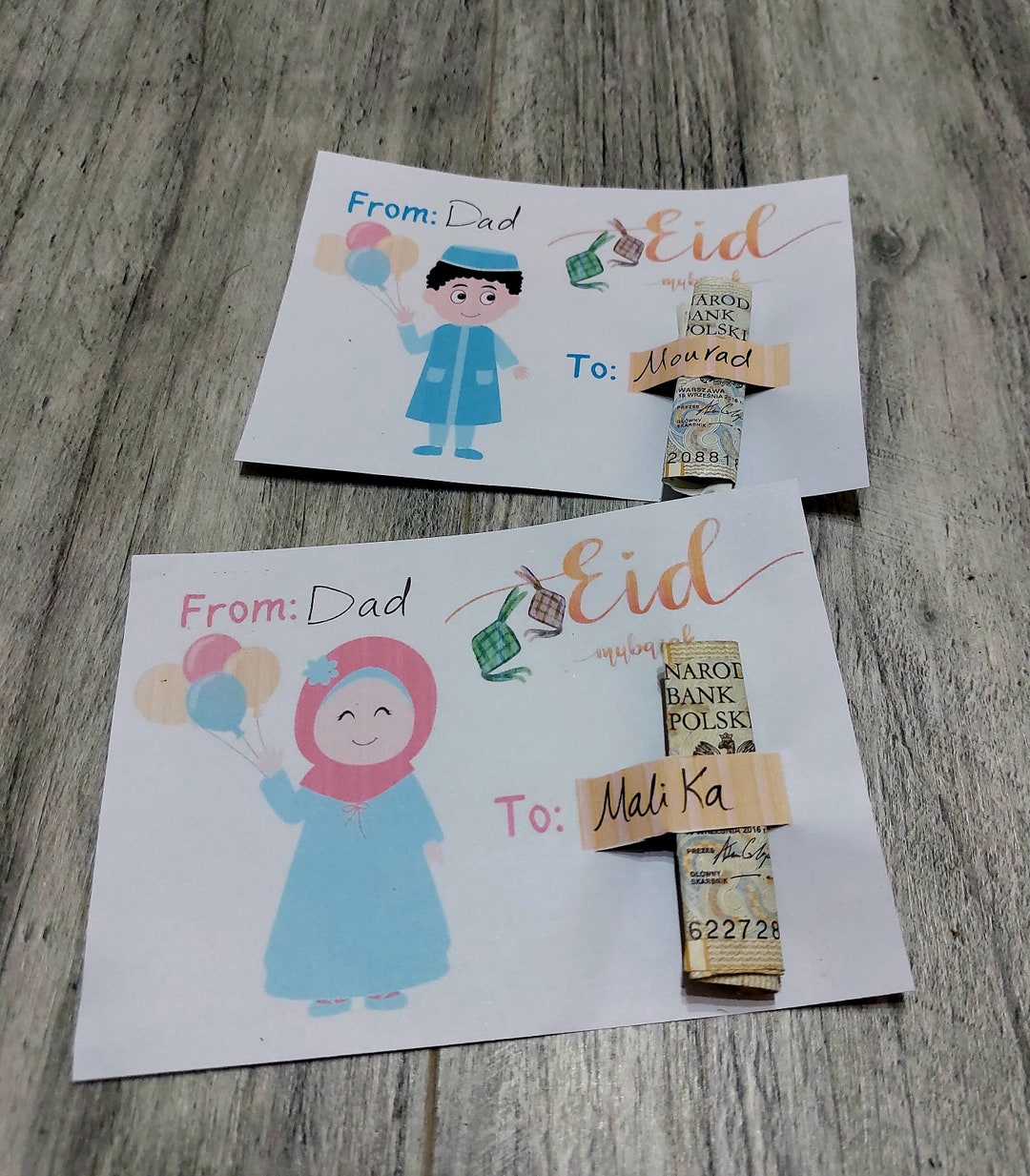 Personalized Eid Money Holder for Kids // Eid Money Cards for Boys and ...