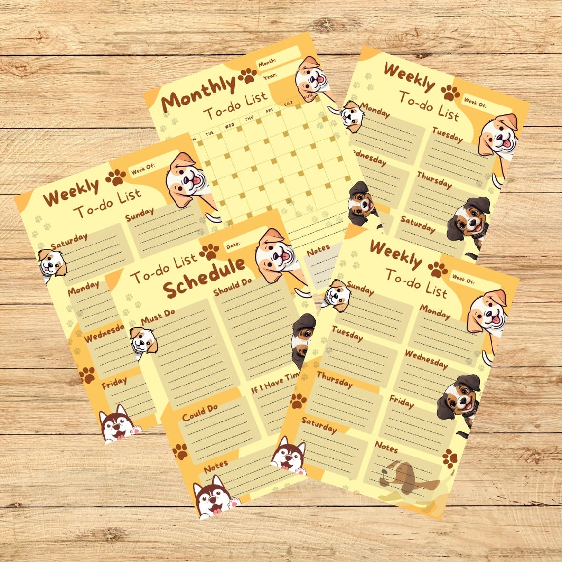 Dog Themed Printable to Do List / Daily Weekly Monthly Tasks Organizer ...