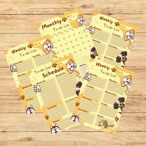 Dog Themed Printable to Do List / Daily Weekly Monthly Tasks Organizer ...