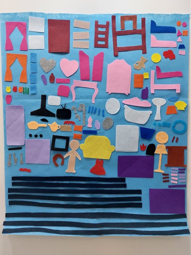 Dollhouse Felt Board Pdf Printable Pattern / Felt Doll Pattern / Large ...