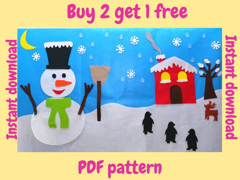Pattern for Snowman Felt Board for Kids // DIY a Snowman // Felt ...