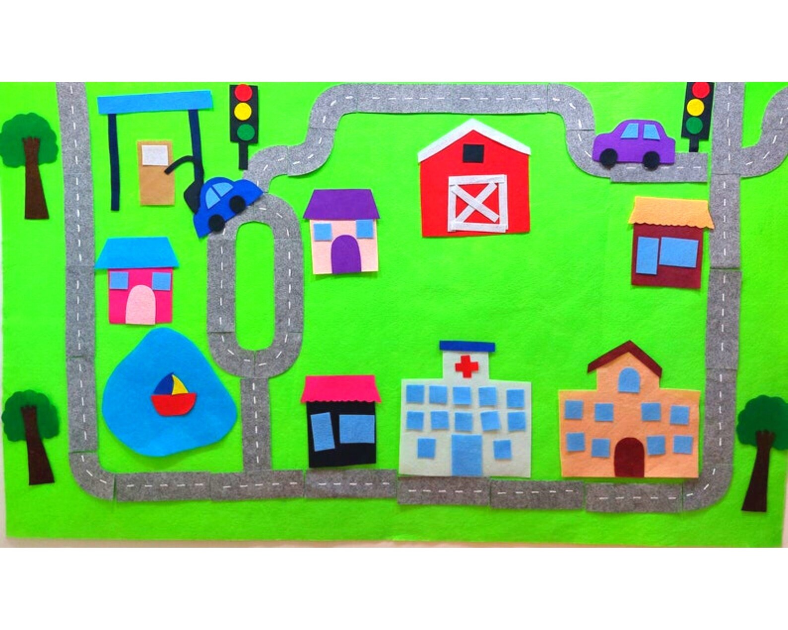 Car Track Kids Felt Activity Board Set for Kids // Build a City ...