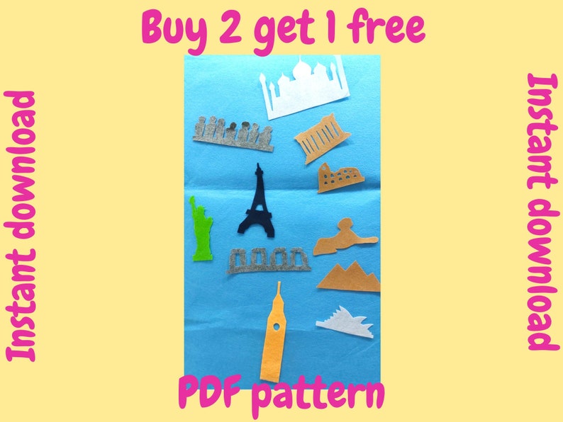 Pattern for Felt Landmarks of the World for Kids // Montessori ...