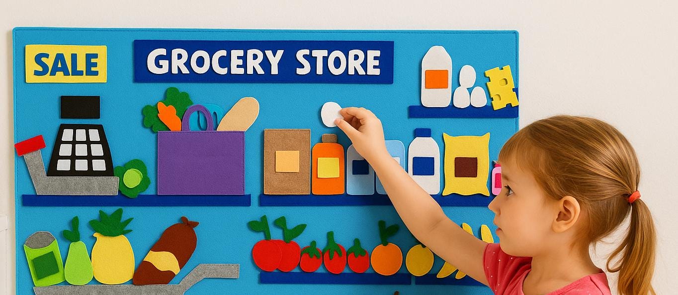 Supermarket Felt Activity for Kids, Montessori Grocery Store , Felt ...