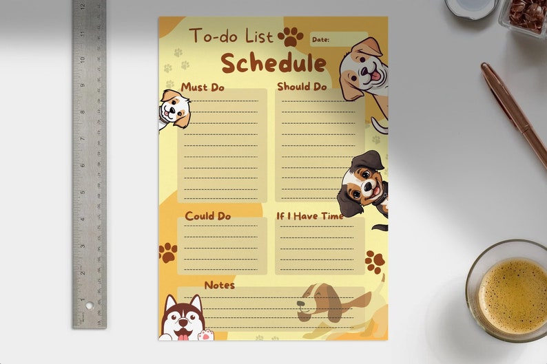 Dog Themed Printable to Do List / Daily Weekly Monthly Tasks Organizer ...