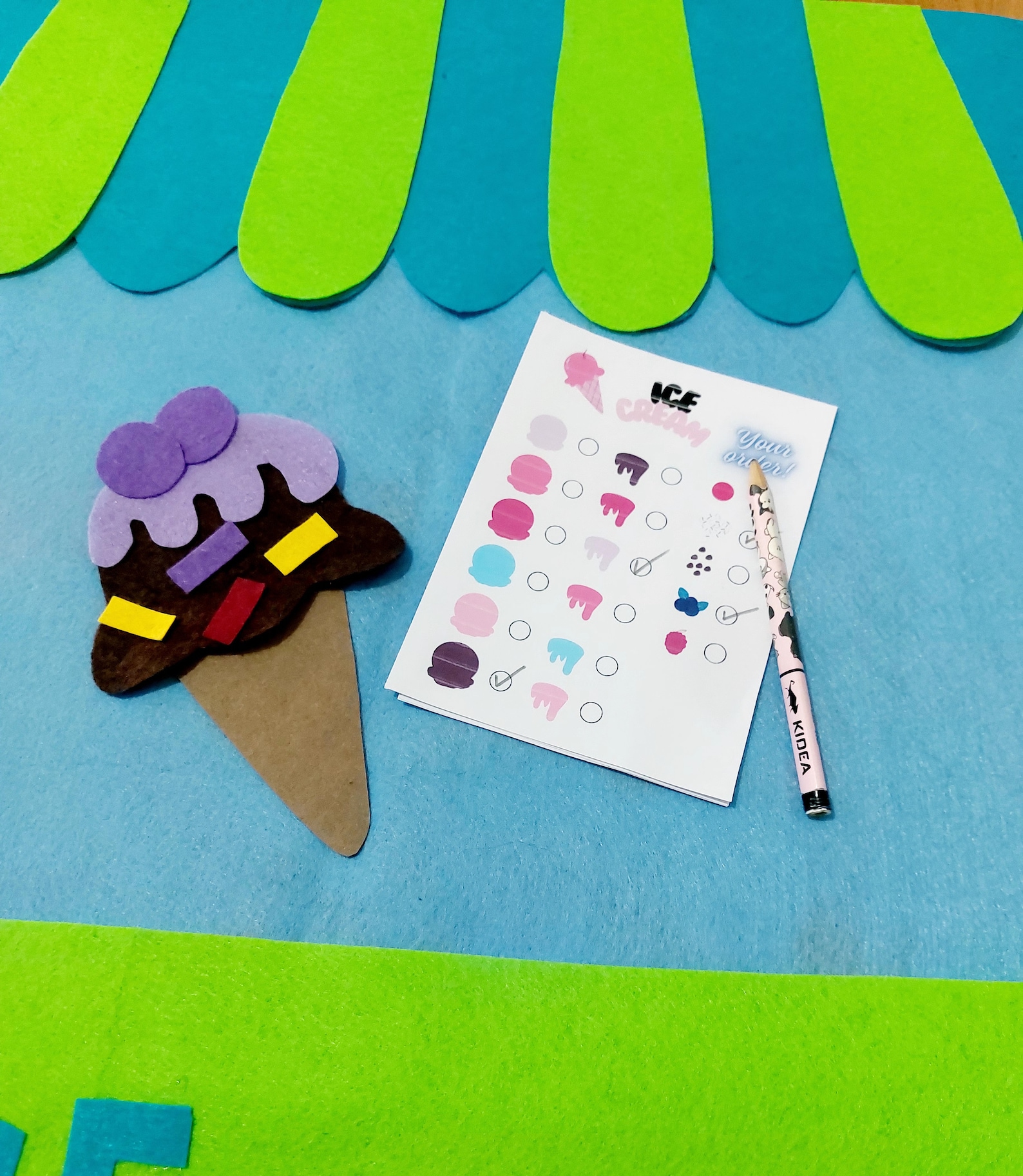Ice Cream Felt Activity Pdf Pattern, Montessori Activity for Kids, at ...