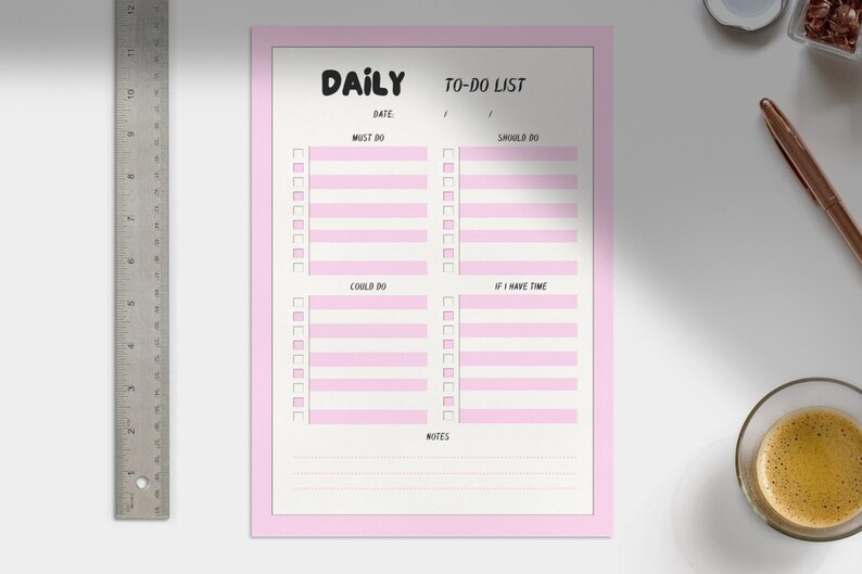 Pink Printable to Do List for Girls and Women / Daily Weekly Monthly ...