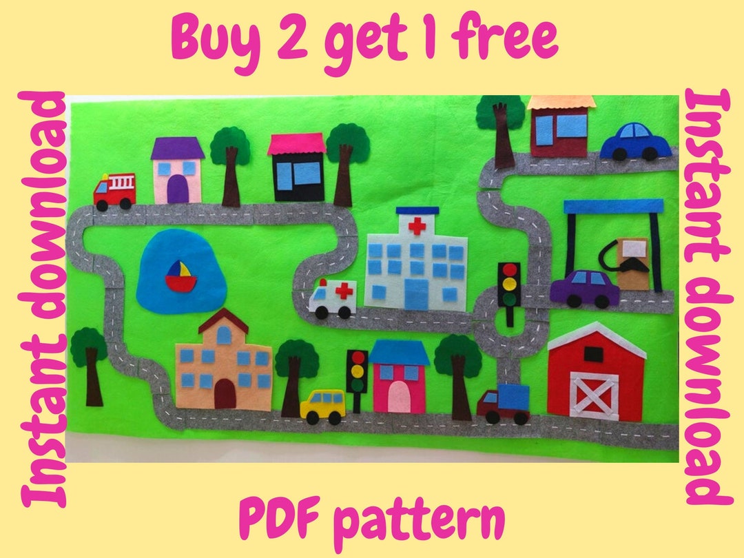Pattern for Car's Track Felt Board for Kids // DIY a Felt Board // Felt ...