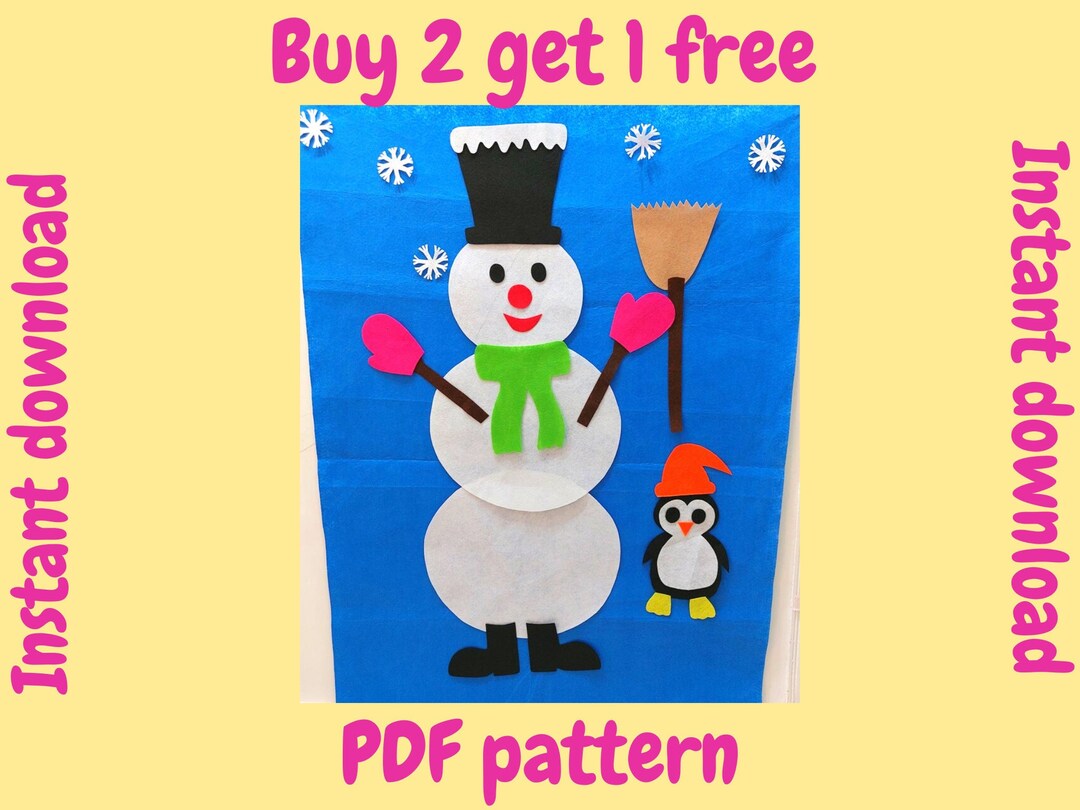Pattern for Snowman Felt Board for Kids // DIY a Snowman // - Etsy