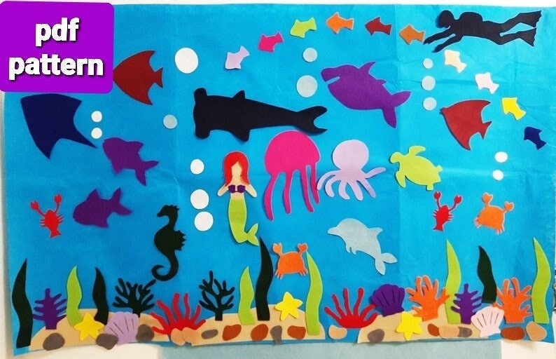 Under the Sea Felt Board Pdf Printable Pattern , Ocean Creatures ...