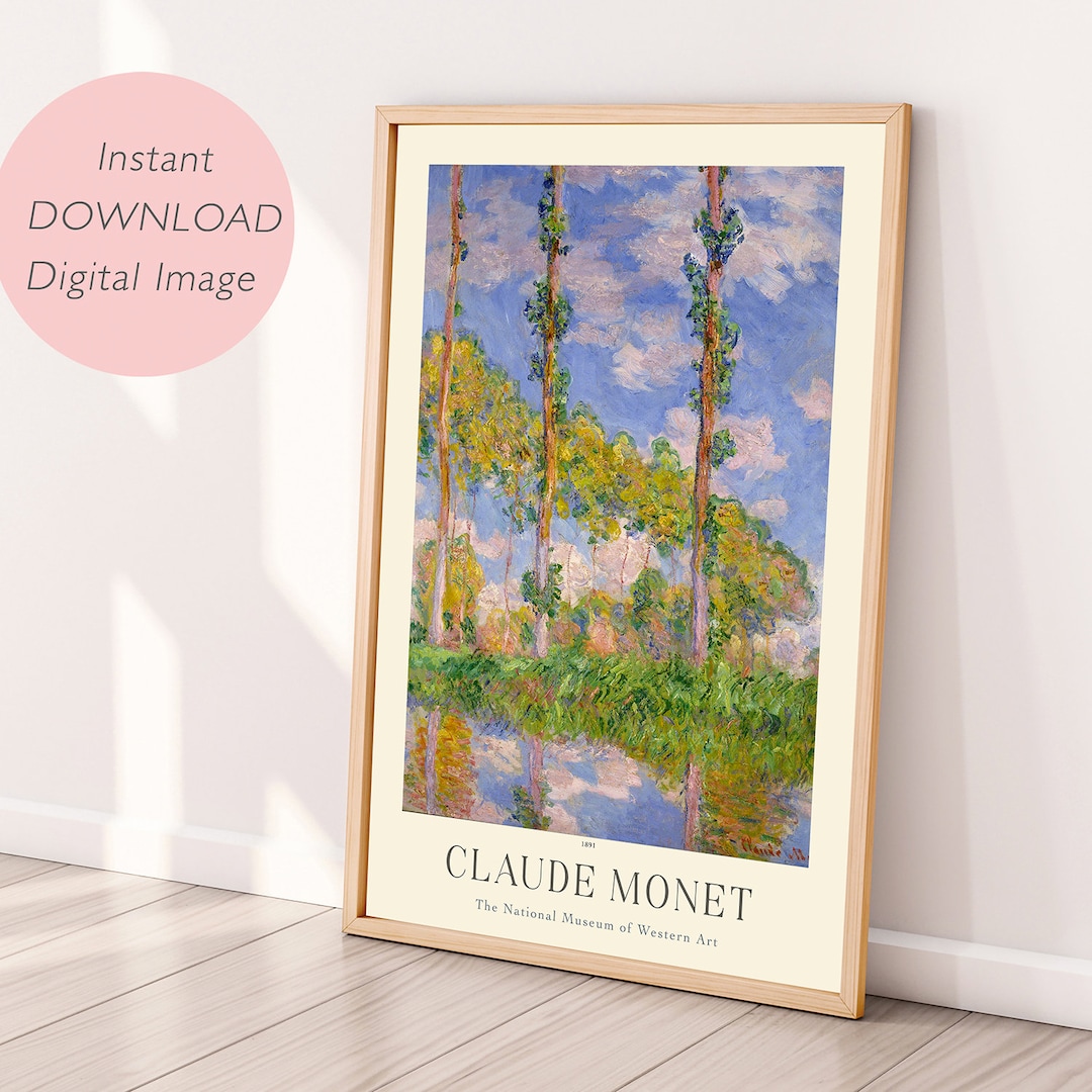 Digital Print, Claude Monet Art, Printable Wall Art, Poplars in the Sun ...