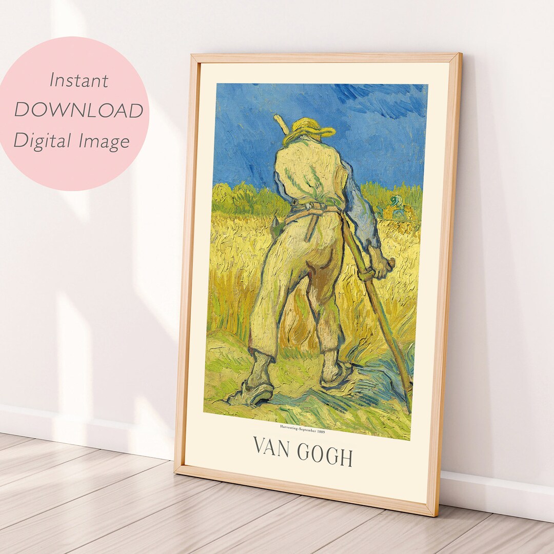 Digital Print, Van Gogh Art, Printable Wall Art, Harvesting by Van Gogh ...