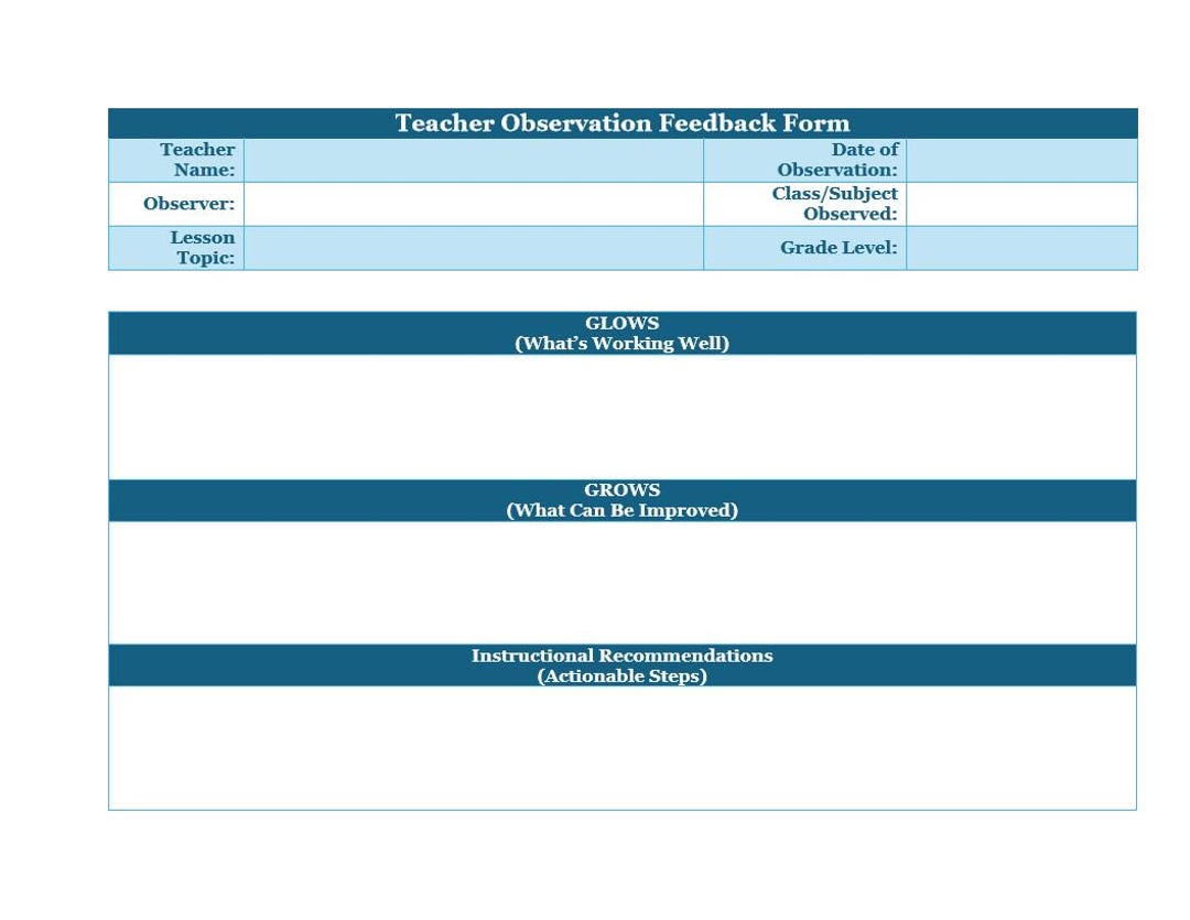 Teacher Observation Feedback Form | PDF Download | Goodnotes Compatible ...