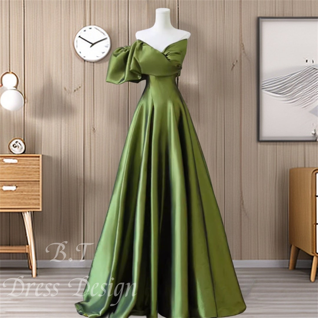 Minimalist One Shoulder Princess Dress for Prom Partygreen - Etsy