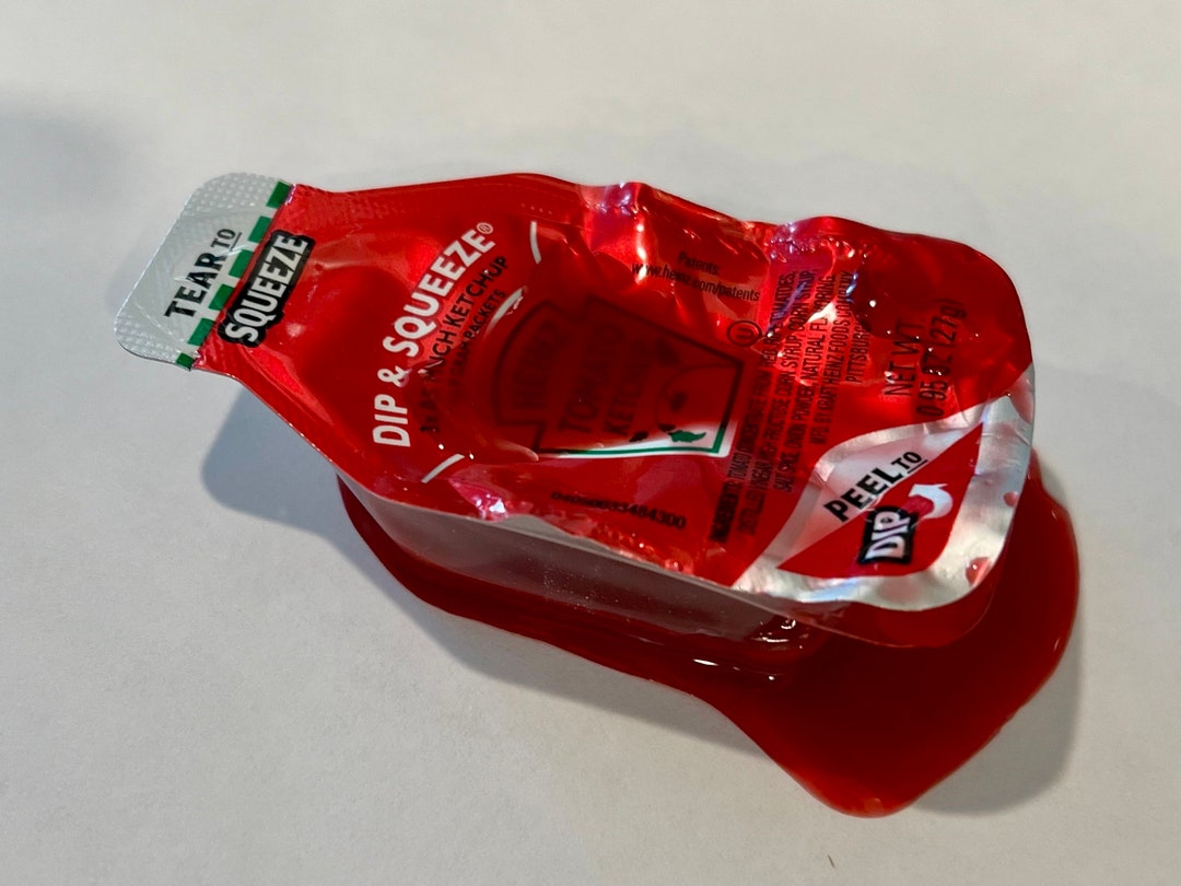 Spilled Ketchup Condiment Cup Packet - Etsy