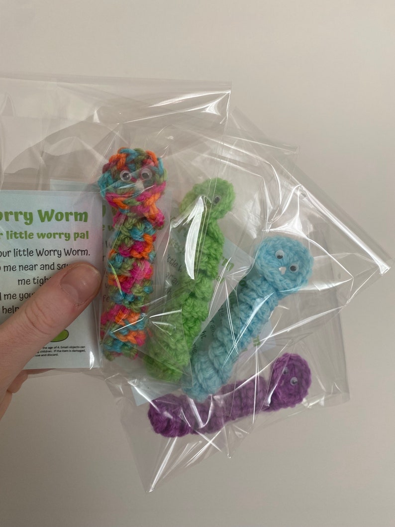 NO SEW Worry Worm Crochet Pattern - Instant Download PDF + Quote Cards ...