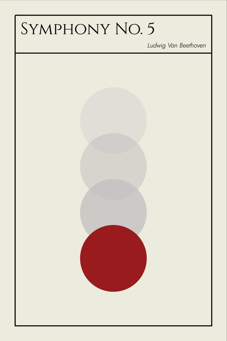 Beethoven Symphony No. 5 Poster: Abstract Minimalist Classical Music ...
