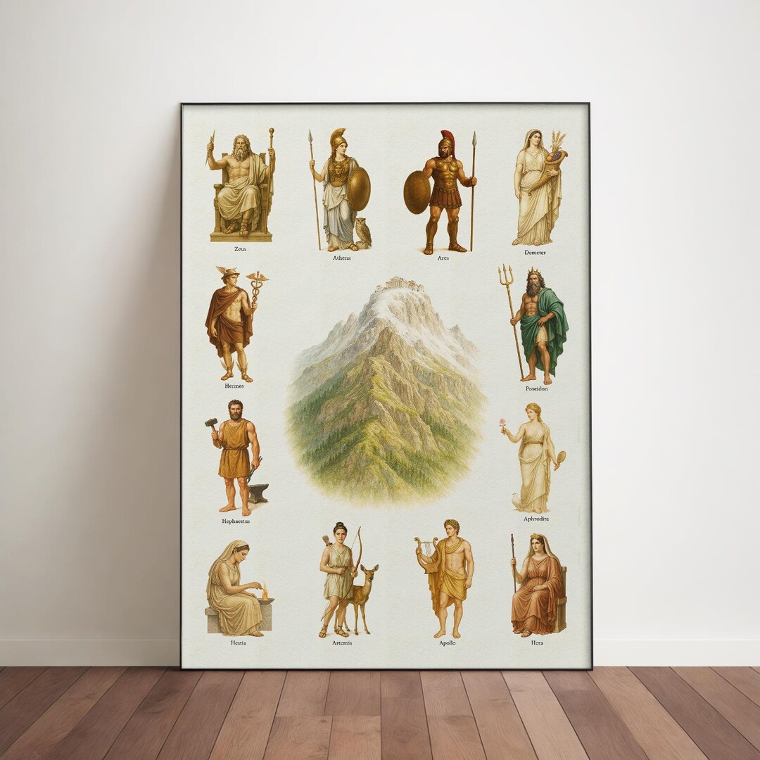 Twelve Olympians Greek God Poster: Retro Illustration Poster - Etsy