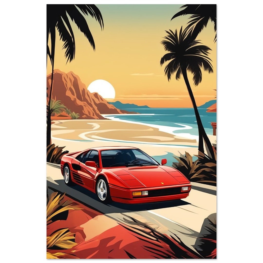 Ferrari Poster. Ferrari Testarossa Classic Car Sports Car Art. Ferrari ...