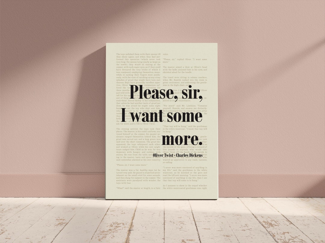 Premium Oliver Twist Poster. Please Sir, I Want Some More Charles Dickens Quote Poster. Retro ...
