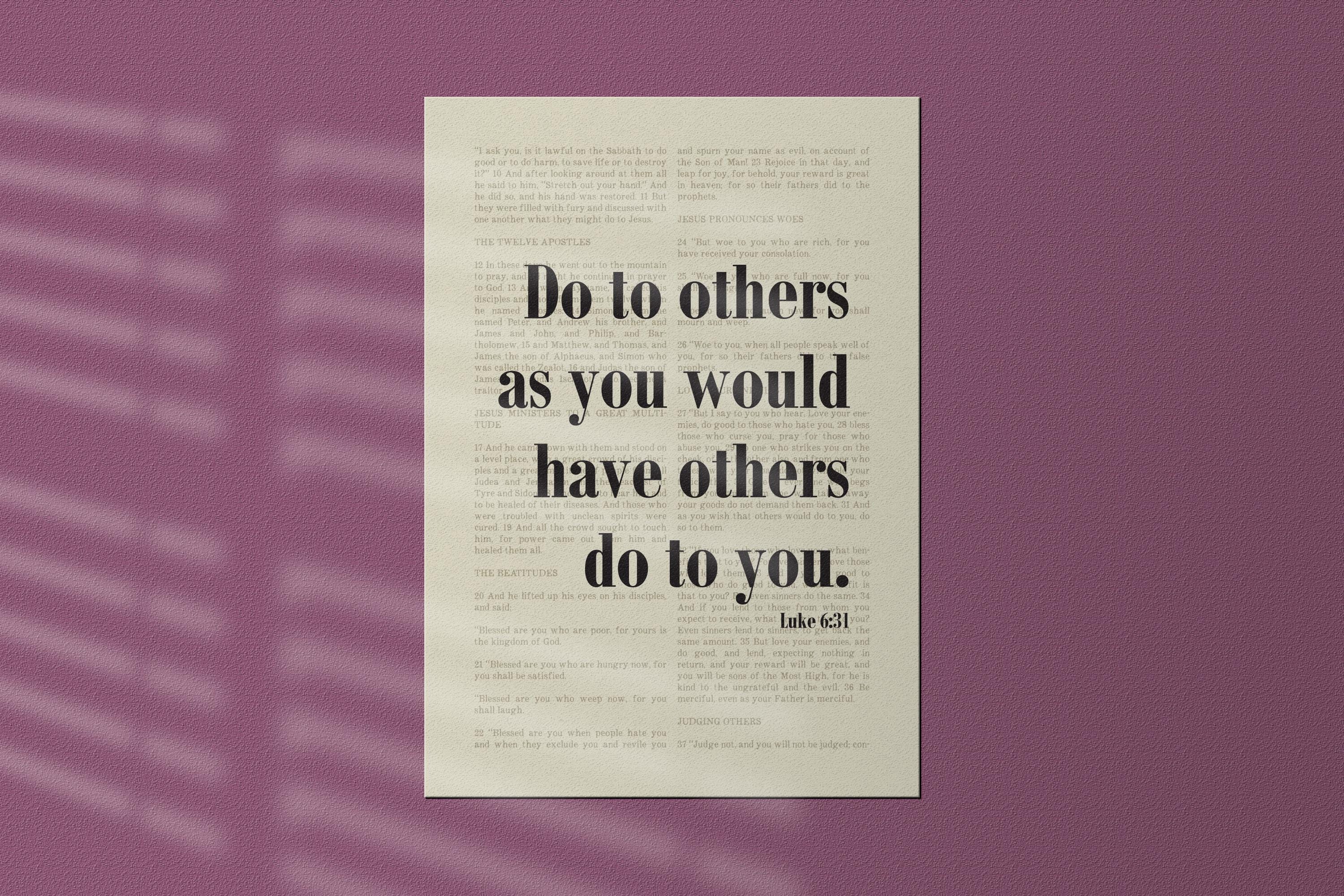 Premium Luke 6 31 Bible Verse Poster. Golden Rule Quote From the Bible ...