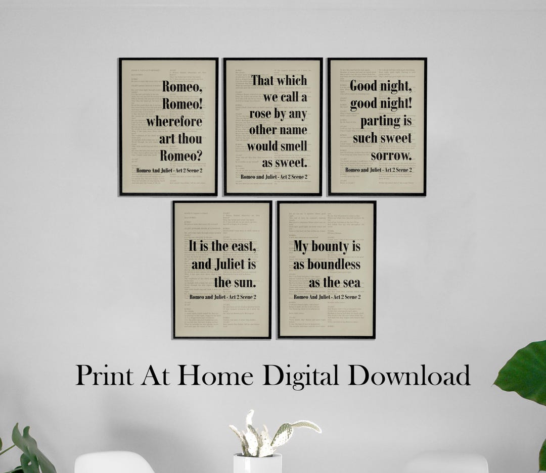 Romeo and Juliet Quote Posters: Shakespeare Art Prints (digital ...