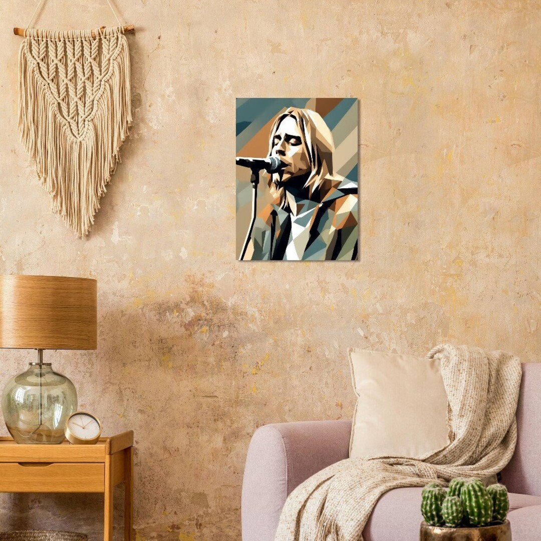 Kurt Cobain Poster. Music Wall Art Print. Low Poly Abstract Kurt Cobain ...
