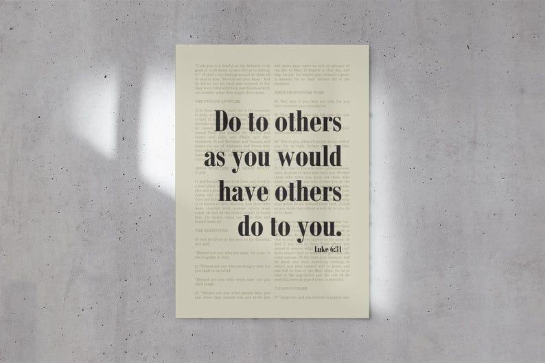 Premium Luke 6 31 Bible Verse Poster. Golden Rule Quote From the Bible ...