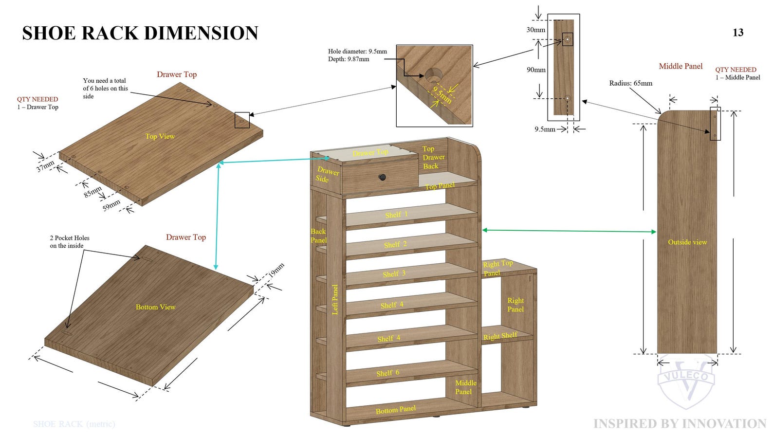 Shoe Rack Build Plan (metric) - Etsy