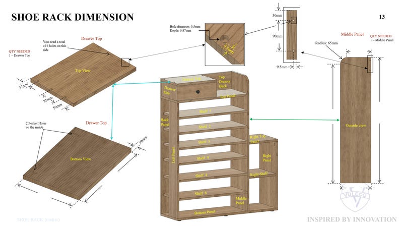 Shoe Rack Build Plan (metric) - Etsy