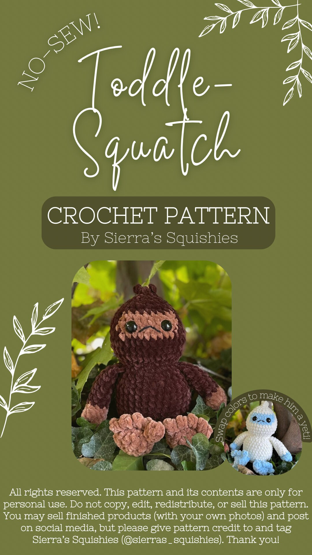 Toddle-squatch *crochet Pattern* - Etsy