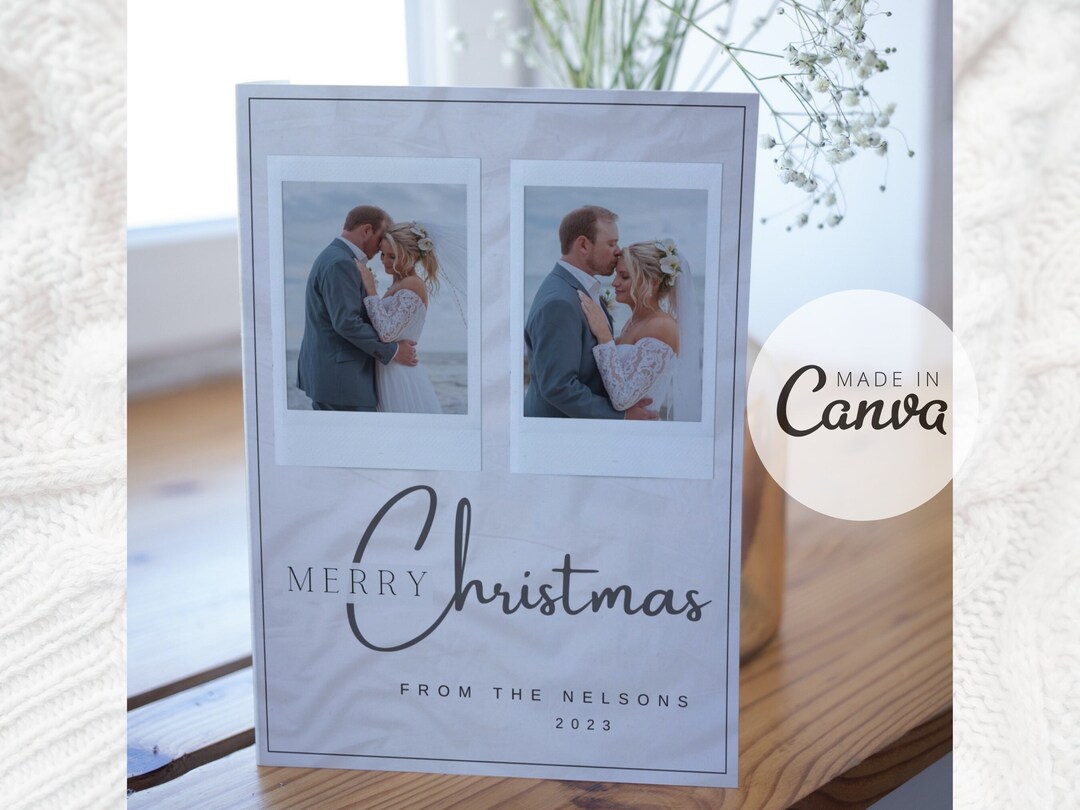 Simple Clean Merry Christmas Card Template Personalize/edit - Etsy