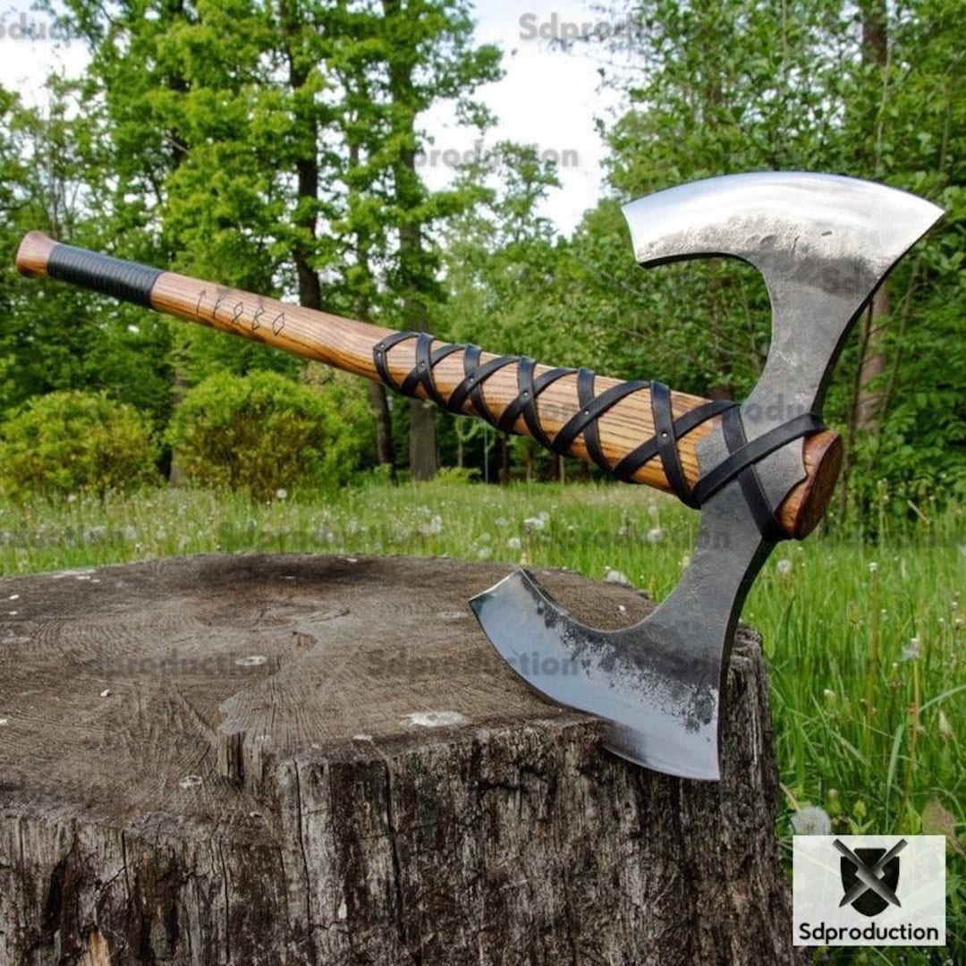 Viking Battle Axe Forged Two Handed Axe Custom Double Headed War Axe ...