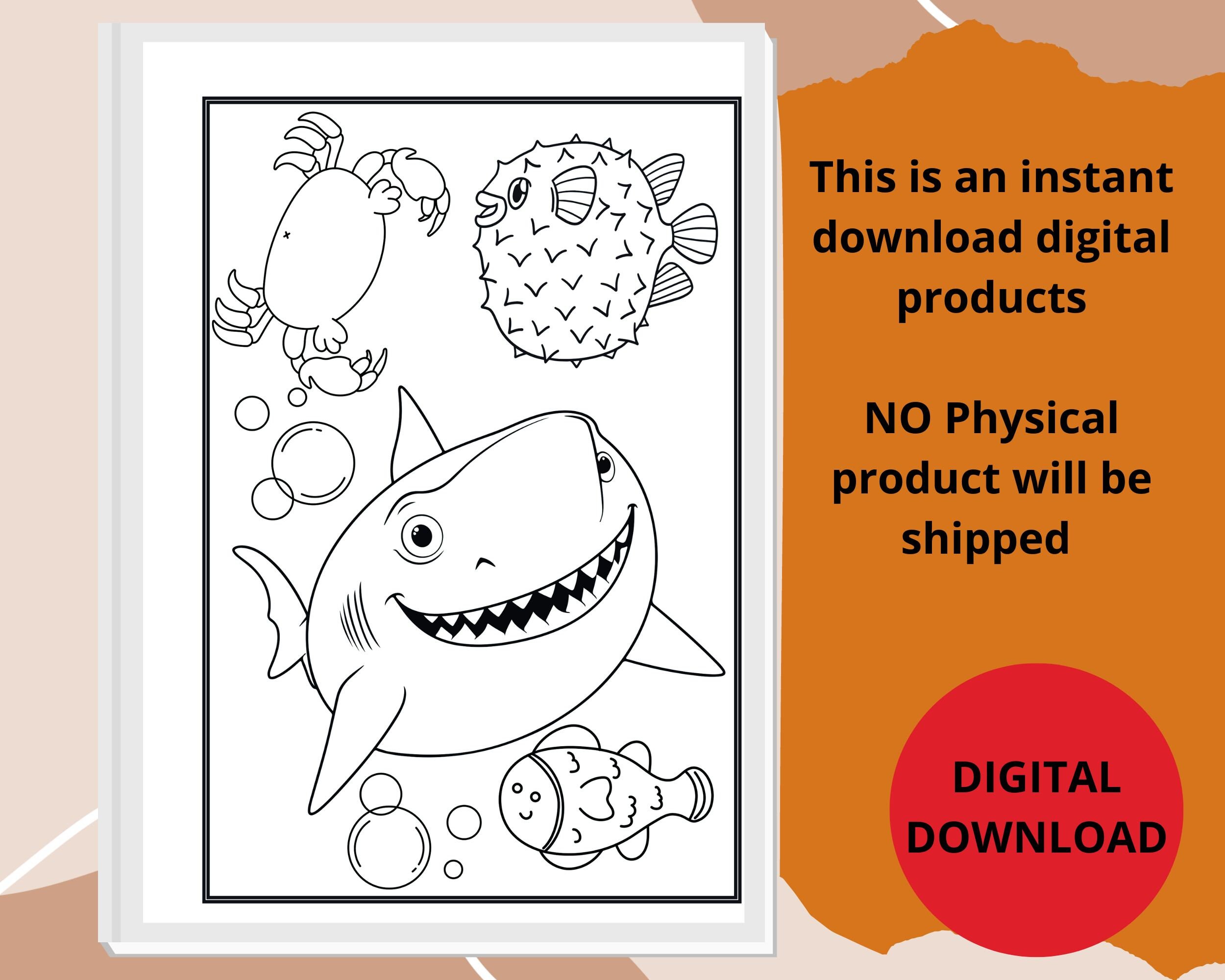 10 Cute Sea Animal Coloring Pages, Printable Coloring Book, 10 Pages of ...