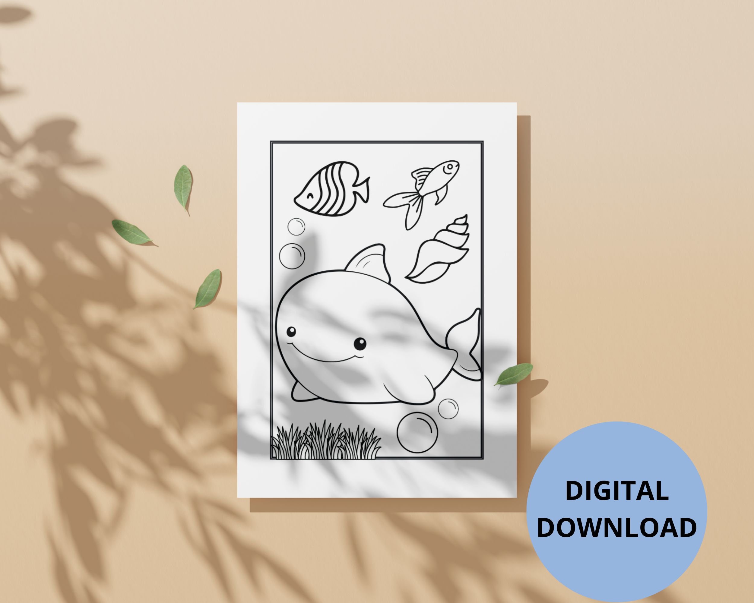 10 Cute Sea Animal Coloring Pages, Printable Coloring Book, 10 Pages of ...