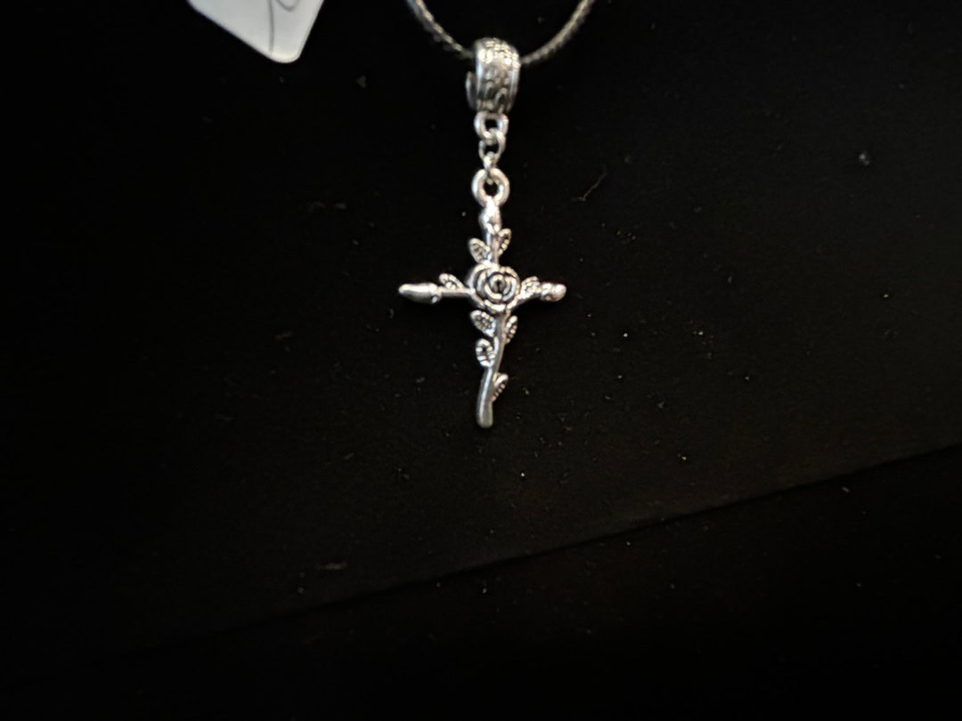 Rose Cross Necklace - Etsy