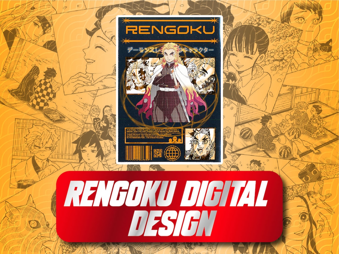 Rengoku Design, Demon Slayer Character, 300 DPI PNG and JPEG, for Anime ...