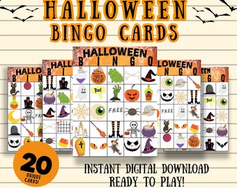 Halloween Bingo Game, Halloween Activity for Kids, 30 Halloween Bingo ...