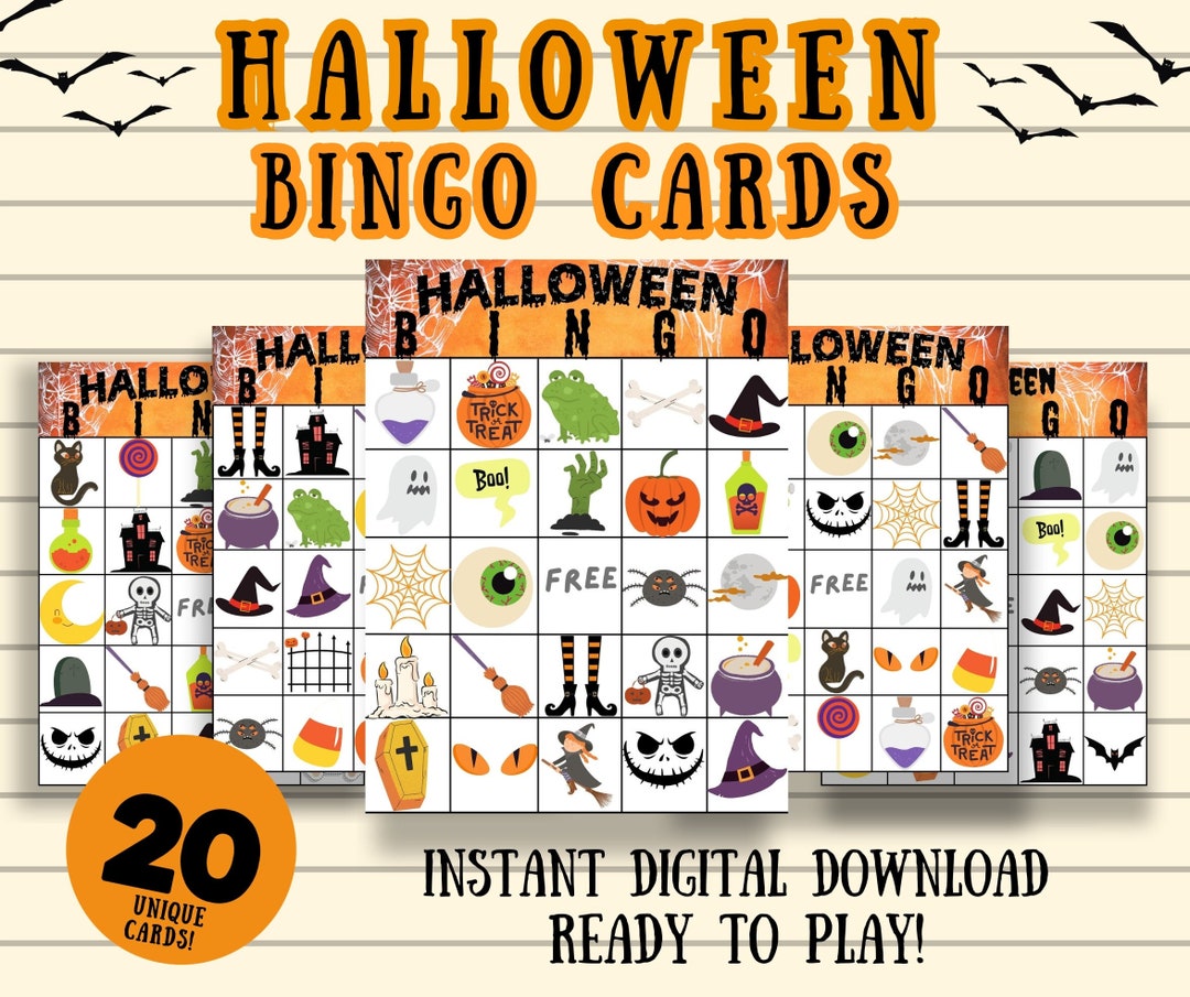 Halloween Bingo Game, Halloween Activity for Kids, 20 Halloween Bingo ...