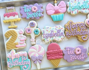 Two Sweet Birthday Sugar Cookies - Etsy