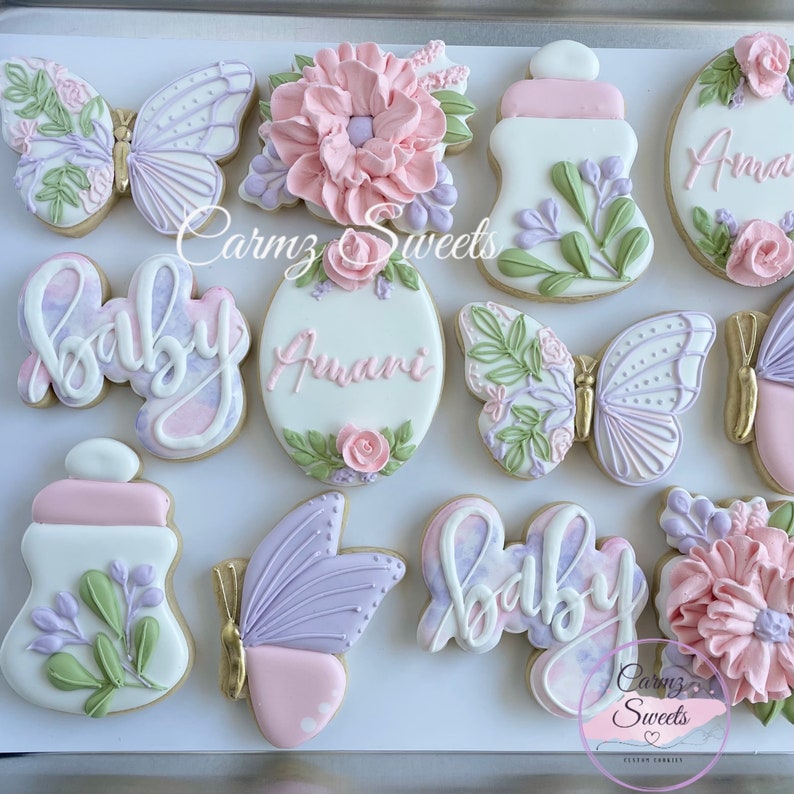 Butterfly Floral Baby Shower Cookies - Etsy