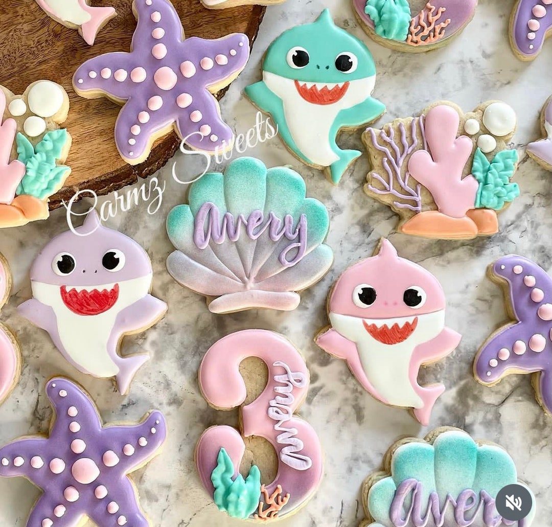 Pastel Baby Shark Cookies - Etsy