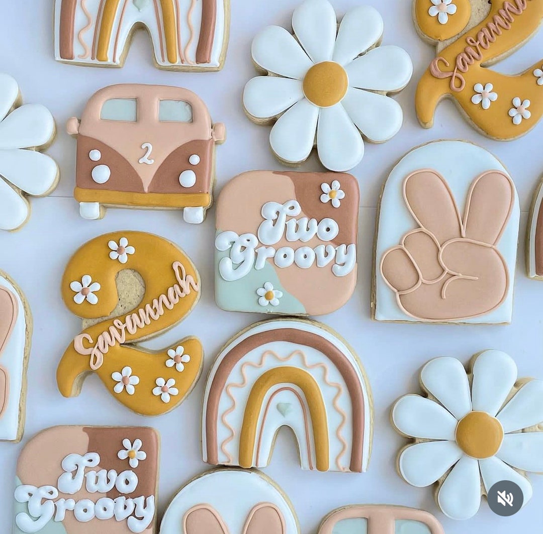 Boho Two Groovy Birthday Cookies - Etsy